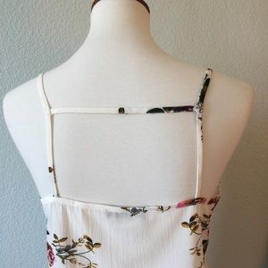 Tops | Sale Floral Cream Cami Tank Lace Inset V Neck Nwt | Poshmark